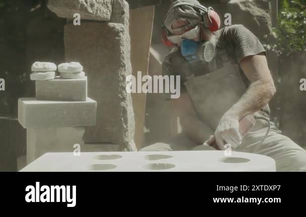 Professional craftsman making stone sculptures Stock Videos & Footage ...