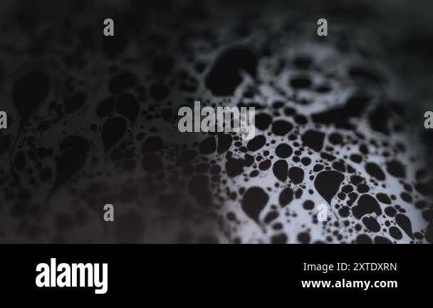 Foam flow. Bubble liquid. Defocused blue color fizzy texture chemical ...