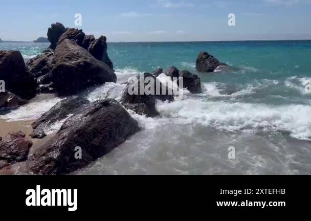 View of the Bay of Cannes with red rocks of Cap Esterel, Cannes, Cte d ...