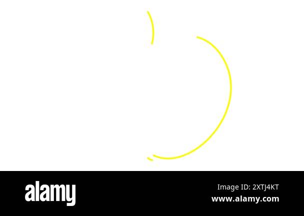 Animated yellow linear apple is drawn. Line symbol of fruit. Concept of ...