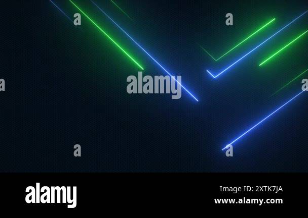 Trendy gaming technology background with glowing green and blue neon light beams. Stylish ...