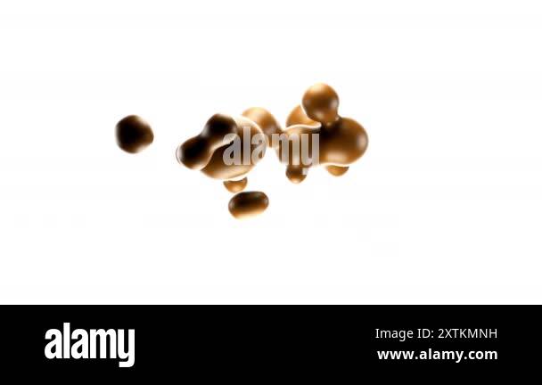 3D render of abstract animation liquid balls. Abstract morph brawn coffee cacao liquid form. 4k ...