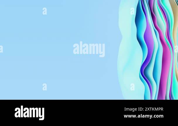 3D abstract animation of beautiful colorful ribbons with soft surfaces ...