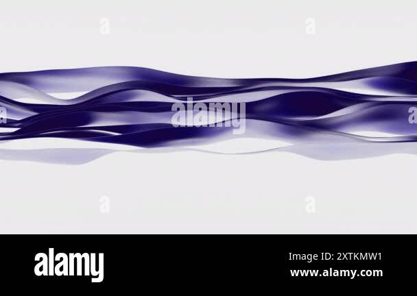 3D abstract animation of beautiful metallic soft ribbons with slow wavy ...