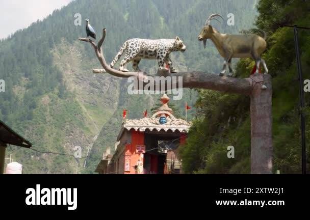 July25th2024, Himachal Pradesh, India. Decorated entry gate for Mani ...