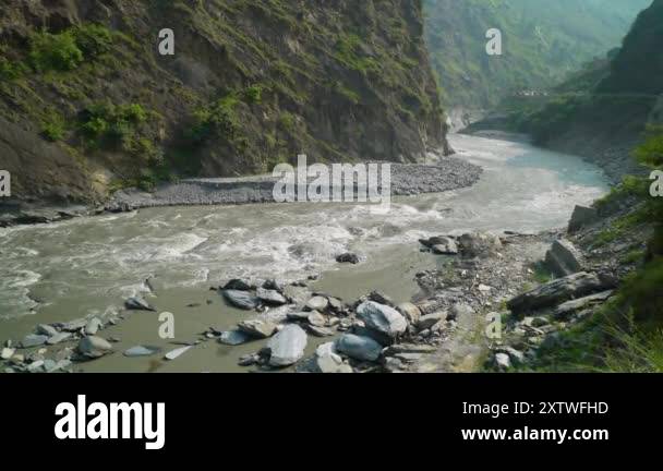 The Ravi River meandering through lush landscapes and valleys of ...