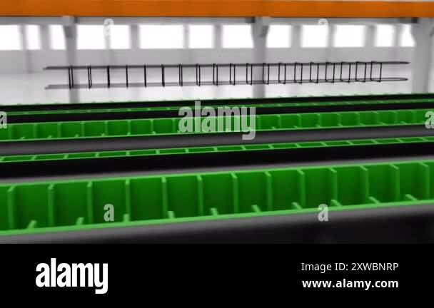 Automated concrete column production line. 3d animation. 4k Stock Video ...