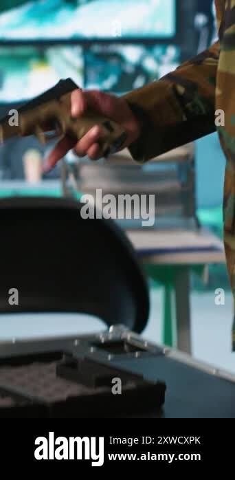 Vertical video Operatives conducing anti terrorism mission, loading ...