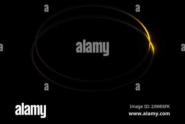 Round geometric double frame with gold beam. Glowing blank circle ...