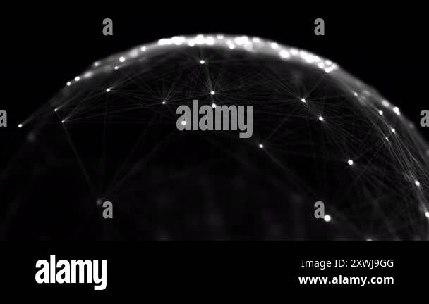 Abstract sphere from connected plexus. Geometric background with moving lines, dots and ...