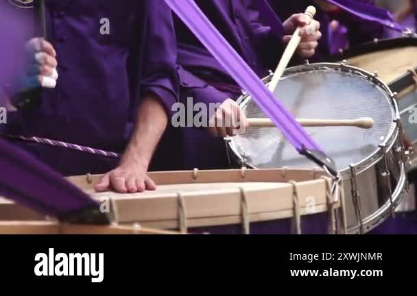 the spanish town of calanda in spain where thousdands of people drum ...
