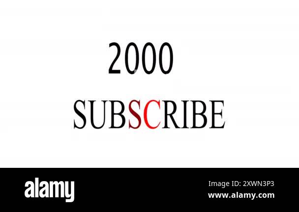 Animated 10000 subscribe with red and white font flicker effects, white ...