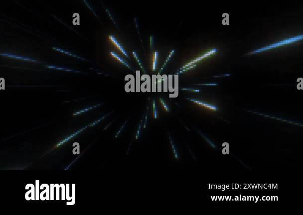 Flying Lines Pixel Animation. Retro Gaming Electric Move of Dynamic ...