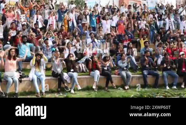 Indian Students Waving Hands at open air Auditorium 10th March 2024 ...