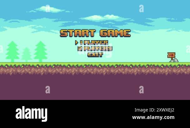Game in pixel art and 8-bit style with character. Animation video of ...