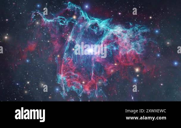 Space exploration travel through outer space towards glowing milky way ...