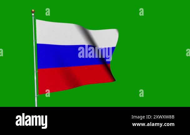 The Russian flag waving in the wind with a green screen background ...