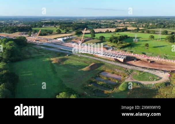 Midlands, UK, August 2024: HS2 Construction Progress Aerial View Stock ...