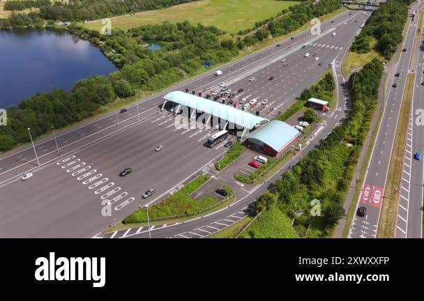 Toll Booths on the M6 Motorway Aerial View Stock Video Footage - Alamy