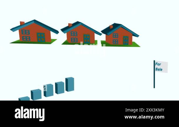 Real estate house plots and bar chart for sale 4k animation concept ...