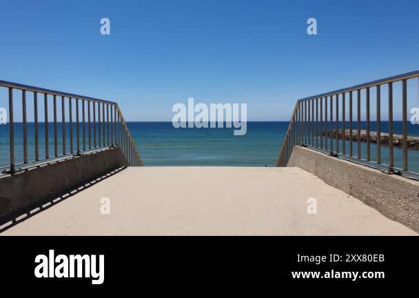 Costa de Caparica coast, access to the Atlantic Ocean near Lisbon ...