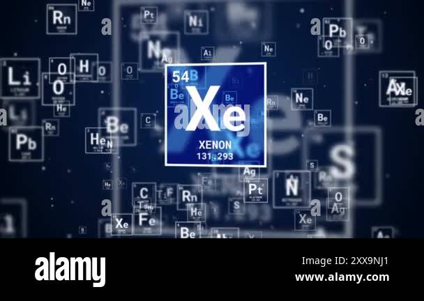 Icon of Xenon Xe inert Gas chemical element on blue background ...