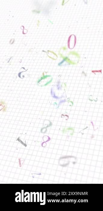 Numbers animated at the white paper background, Flying numbers from 0 ...