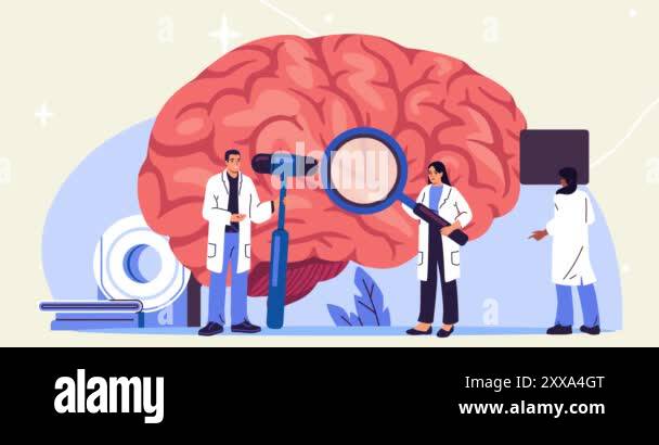 Human Brain Research. Medical study of nervous system. Moving banner ...