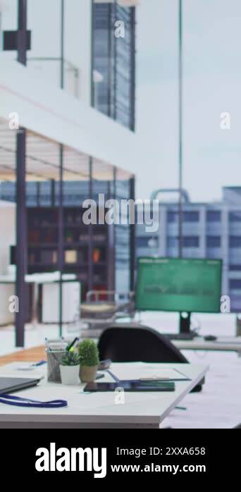 Vertical Video Empty modern office setup with a focus on recruitment ...