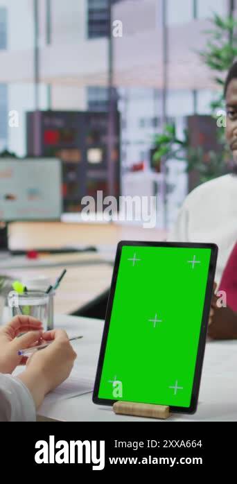 Vertical Video Job applicant and employer discussing in an interview ...