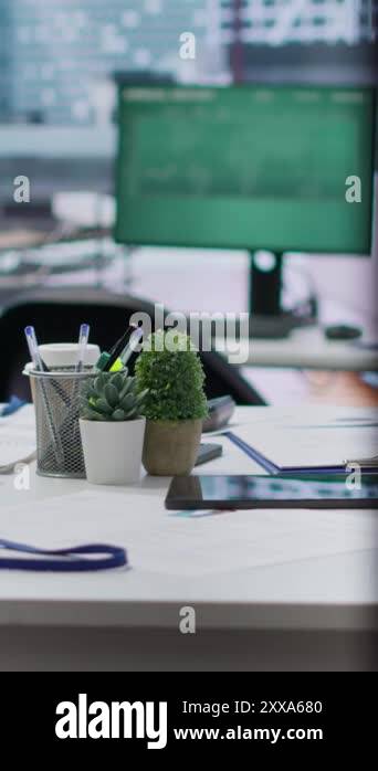 Vertical Video Empty modern office setup with a focus on recruitment process and hiring new ...