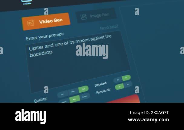 User interface of AI video generator. Artificial intelligence chatbot generate detailed high ...
