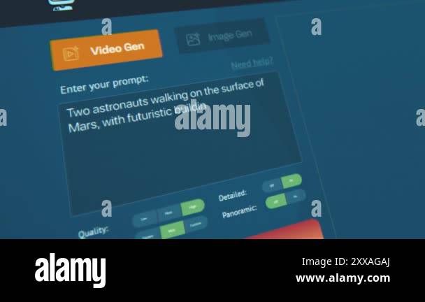 User interface of AI video generator. Artificial intelligence chatbot ...