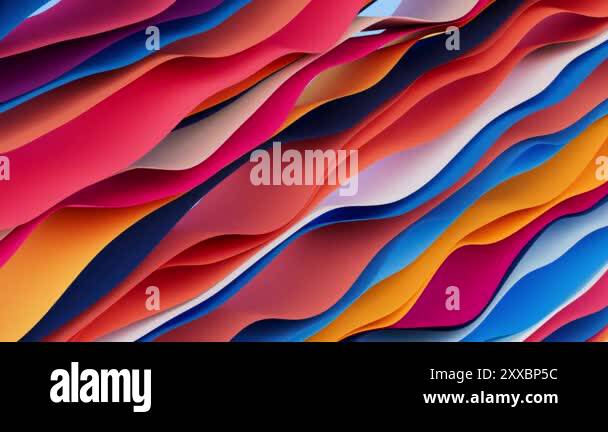 3D render of abstract animation of beautiful colorful ribbons with soft ...