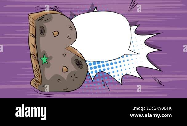 Cartoon Letter B with blank speech bubble, comic book Alphabet video ...