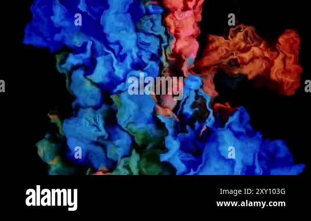 Real shot color paint drops in water in slow motion. Ink swirling ...