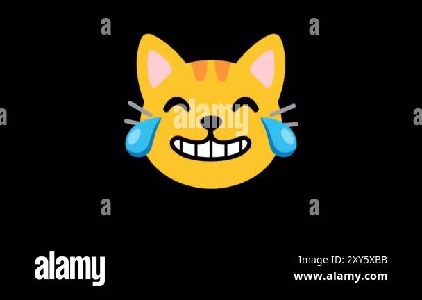 Cat Face with Tears of Joy Emoji Animated on a Transparent Background ...