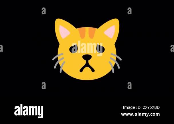 Crying Cat Face Emoji Animated on a Transparent Background. 4K Loop ...