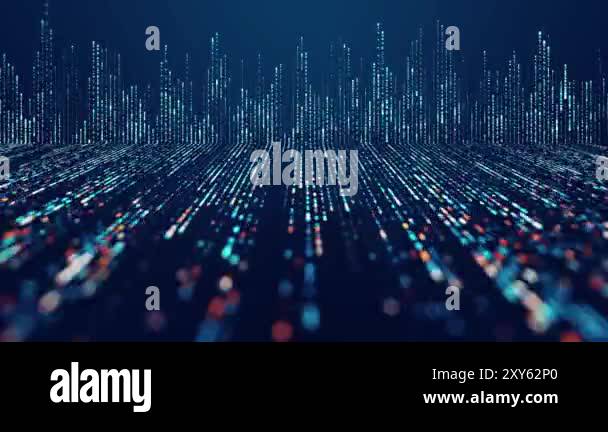 Big data technology background. Motion of digital data flow. Transferring of big data ...