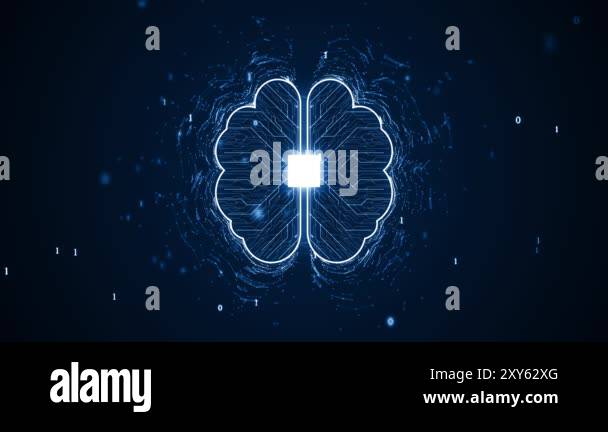 Technology Artificial intelligence (AI) brain animation digital data concept. Big Data Flow ...