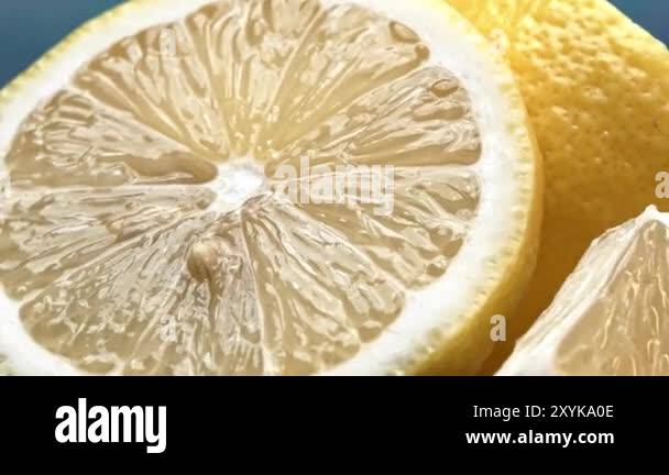 A slice of fresh lemon, bright yellow and vibrantly citric, lies ...