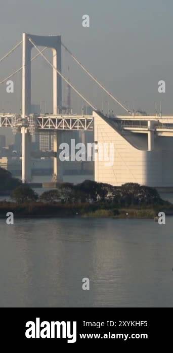 Panoramic shot of Tokyo Tower and Rainbow Bridge in Tokyo, Japan ...