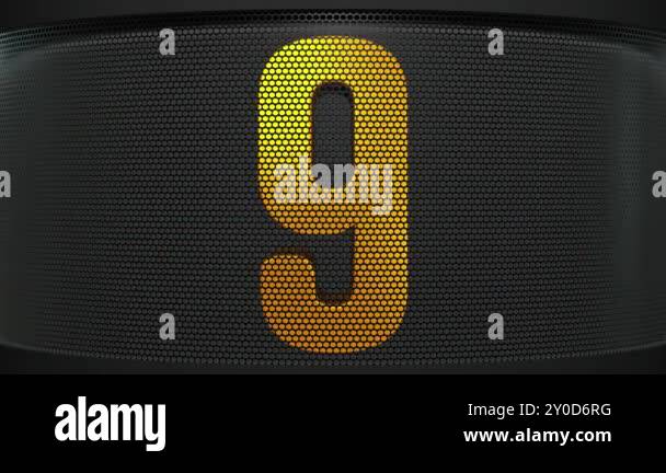 10 second countdown timer with gold numbers rotating behind a metal ...