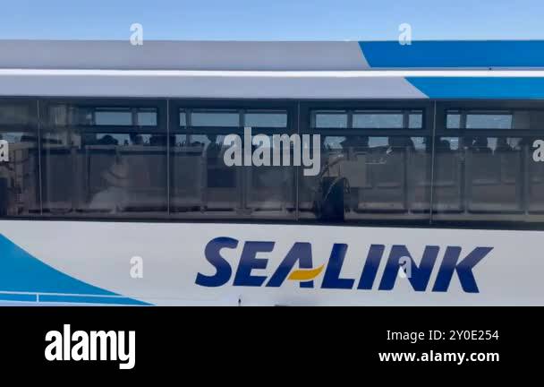 MORETON BAY ISLANDS, QLD - AUG 25 2024: SeaLink ferry boat sea ...