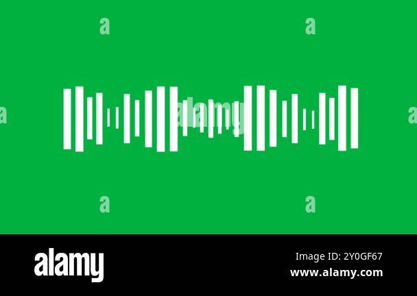 Waveform Audio. white sound waves background animation On green screen ...