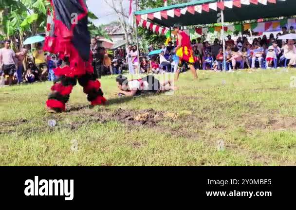 Balikpapan-Indonesia September 1st,2024 Fighting Kuda lumping player ...