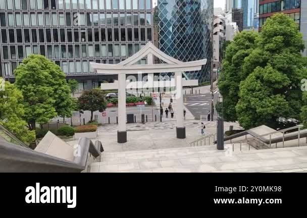 Tokyo, Japan- 12 May 2024: Big torri gate of Hie Shrine, Tokyo. This ...