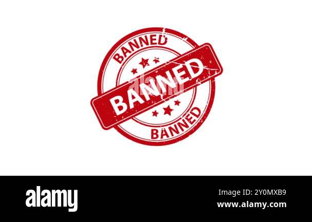 Banned stamped grunge stamp, grunge red banned word with star icon ...