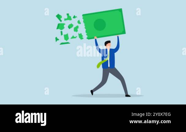 Lose money investment in financial crisis, 4k animation of Businessman ...