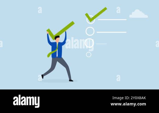 Checklist for completed tasks, 4k animation of businessman who carries ...